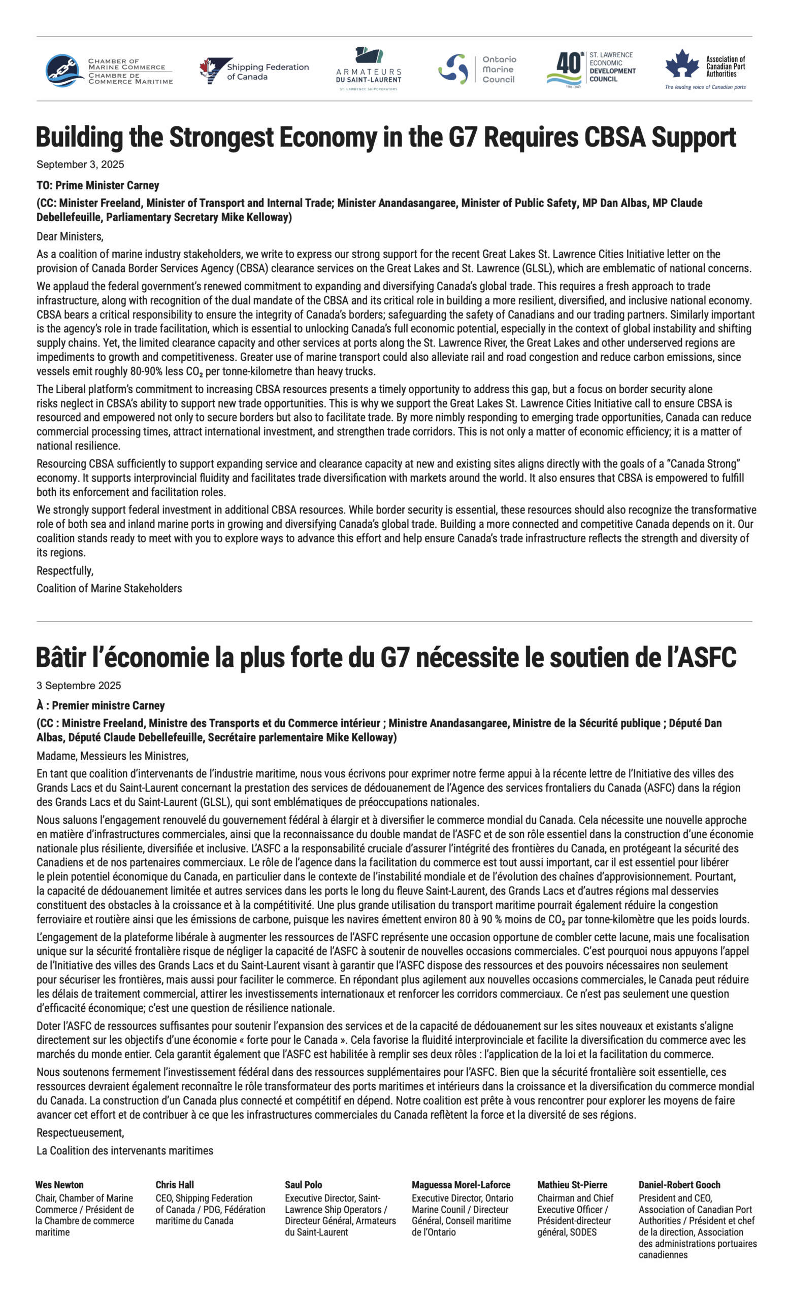 Building the Strongest Economy in the G7 Requires CBSA Support ...